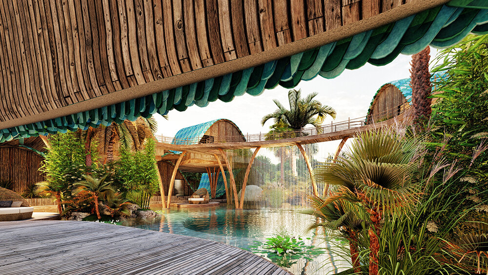 DNA's hotel toh kuyabeh mirrors bird flight undulations in tulum