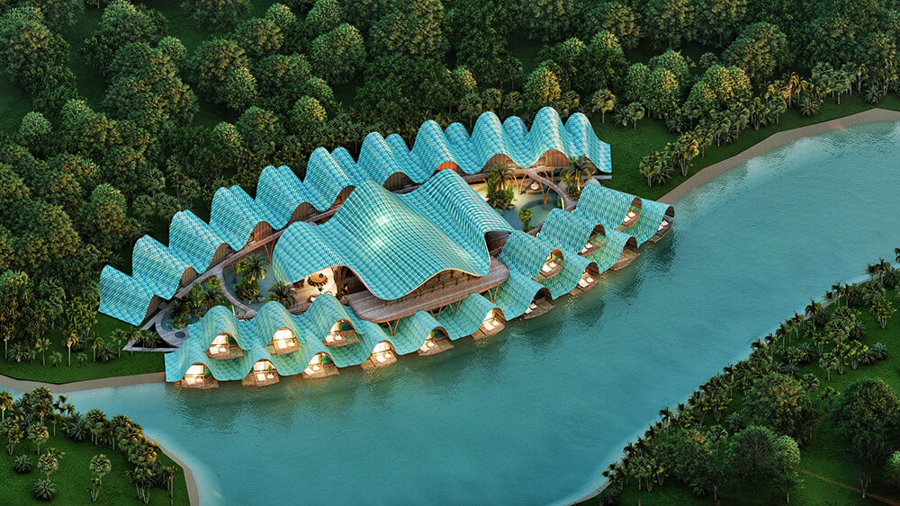 DNA's hotel toh kuyabeh mirrors bird flight undulations in tulum