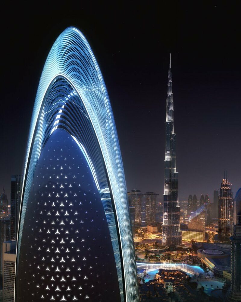mercedes-benz unveils its first architectural landmark in dubai