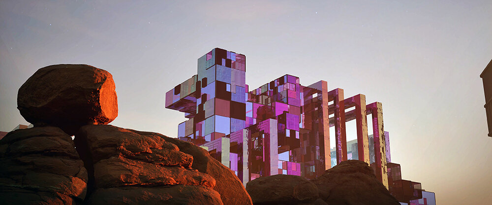 populous envisions mixed-use stadium cascading over qiddiya cliffs