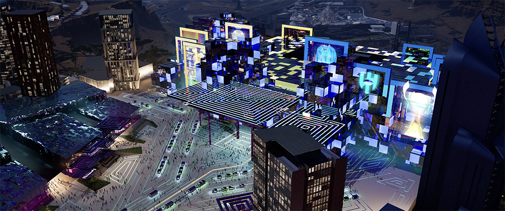 populous envisions mixed-use stadium cascading over qiddiya cliffs