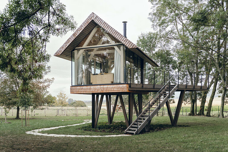 jan tyrpekl elevates this tiny 'zen house' on stilts in rural austria