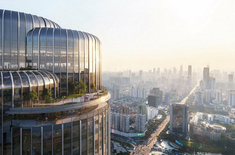 Aedas plans tower of flowing lines + nested rooftops for shenzhen
