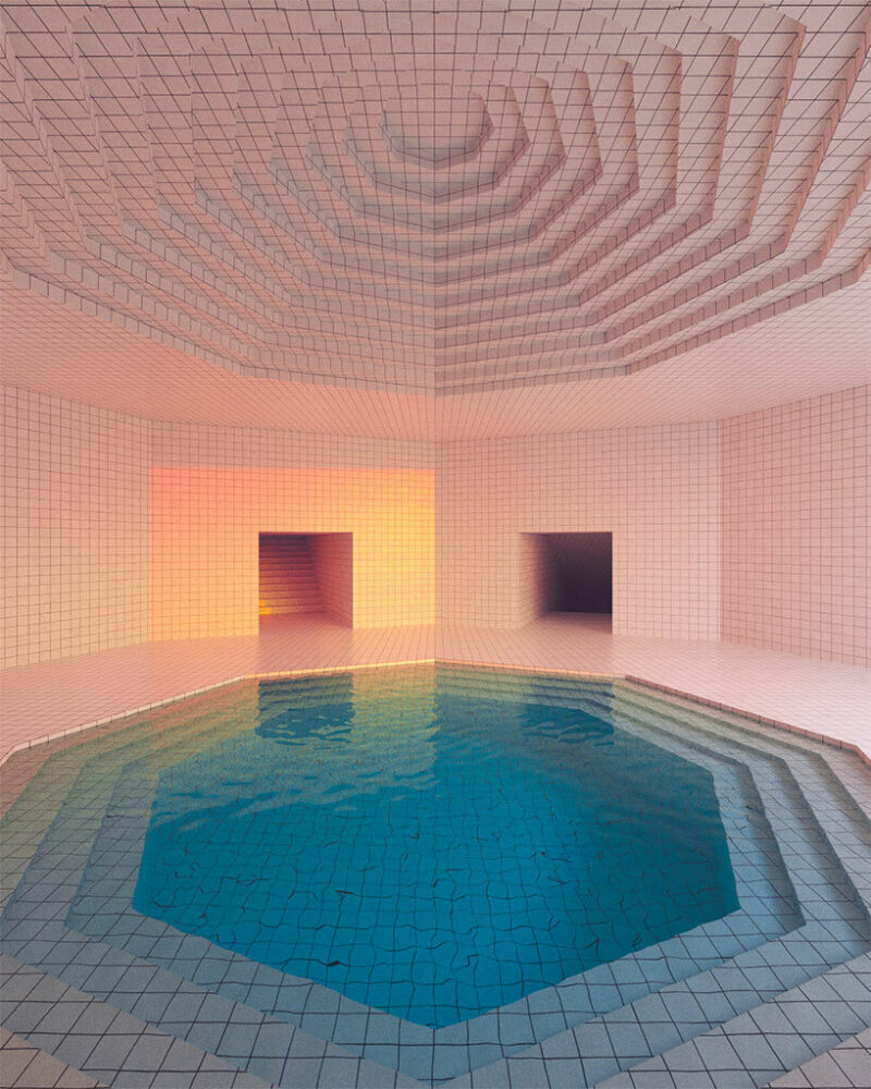 diving into jared pike's imaginary liminal interiors & pool dreamscapes