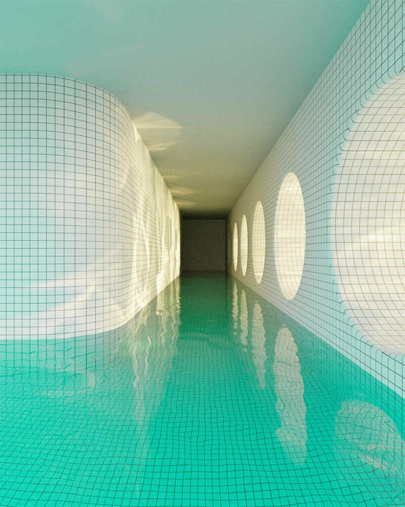 diving into jared pike's imaginary liminal interiors & pool dreamscapes