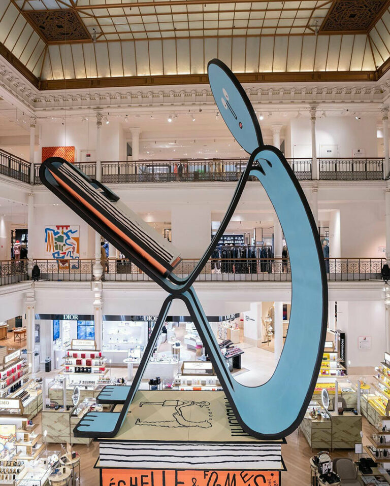 jean jullien's paper people land at le bon marché for book-themed ...