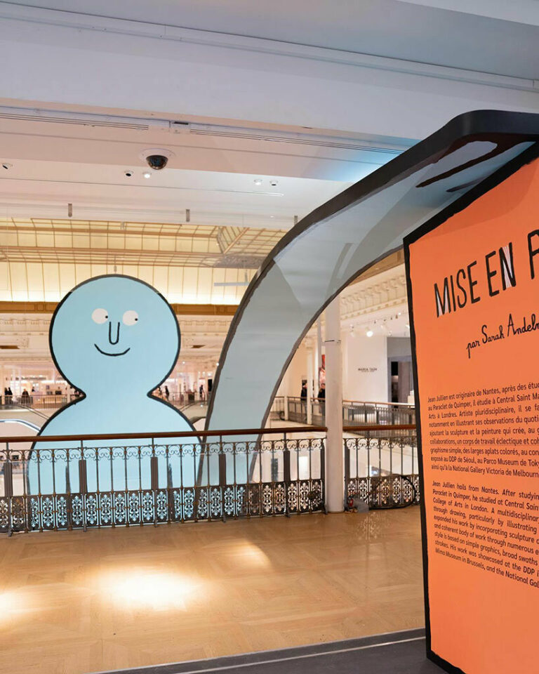 jean jullien's paper people land at le bon marché for book-themed ...