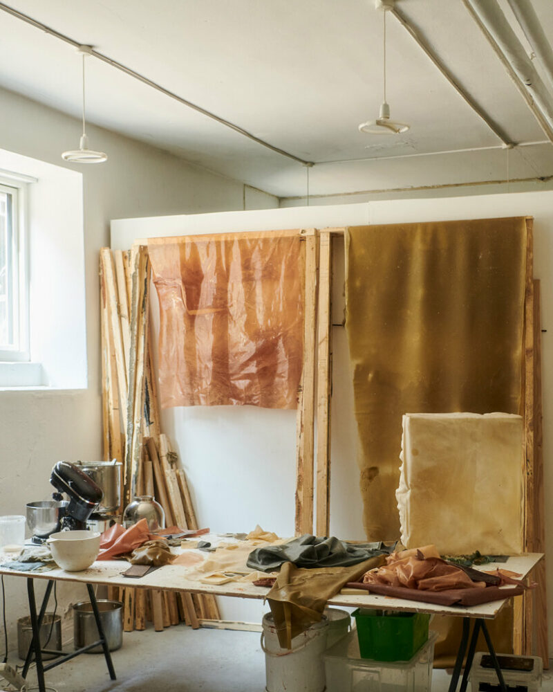 natural material studio explores light through bio-textile materials