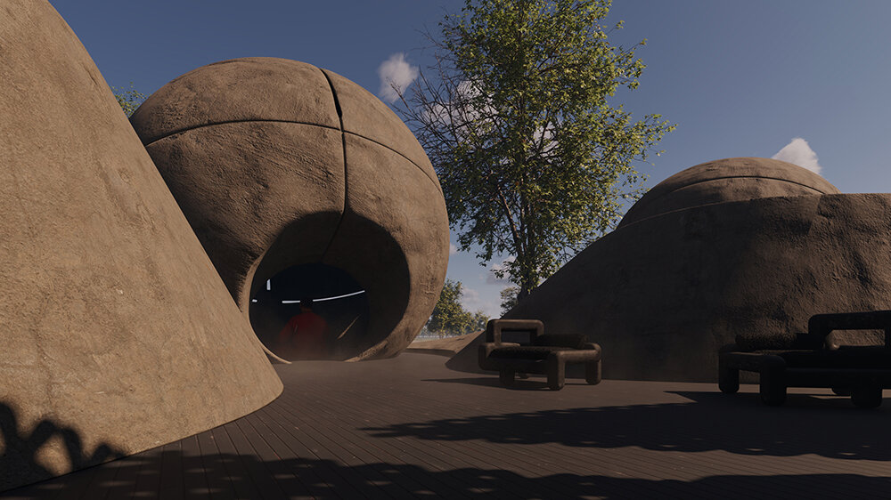 MAKHNO studio's KHRAM temple envisioned as three spherical prayer rooms