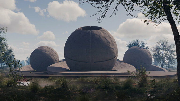 MAKHNO studio's KHRAM temple envisioned as three spherical prayer rooms