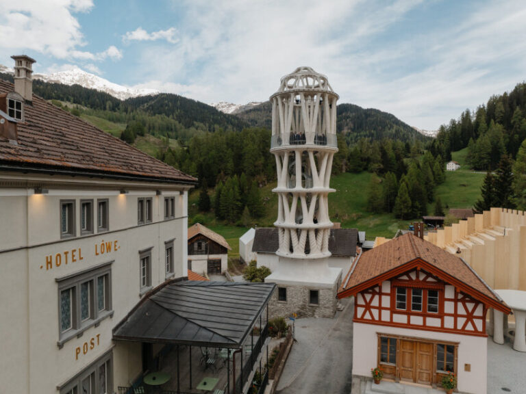 3D printed white tower 'tor alva' in the swiss alps opens