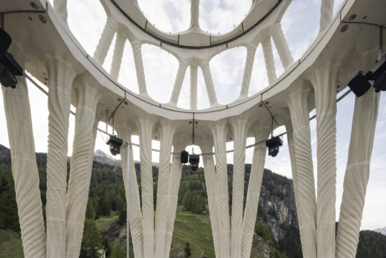 3D printed white tower 'tor alva' in the swiss alps opens