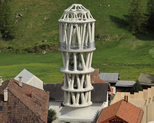 3D printed white tower 'tor alva' in the swiss alps opens