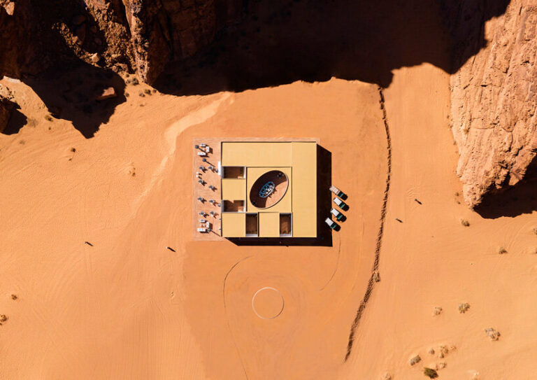 elliptical roof opening invites natural light within desert x AlUla ...