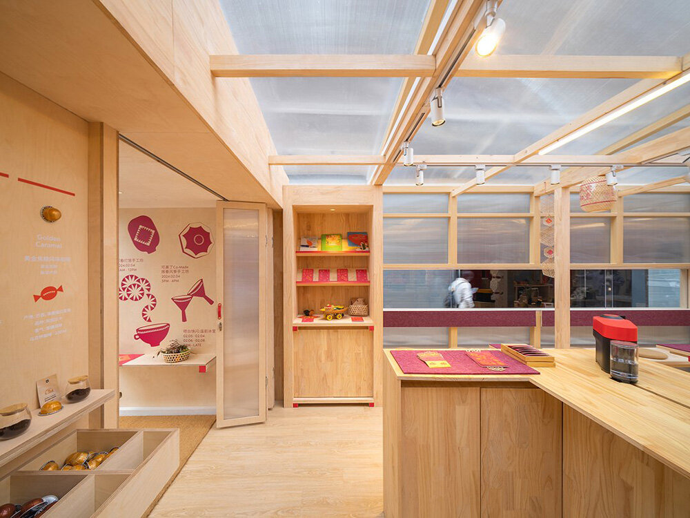 semi-transparent panels form nespresso pop-up café in shenzhen