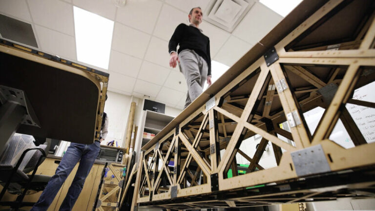 foldable origami structure made of fiberboards can become bridges, moon ...