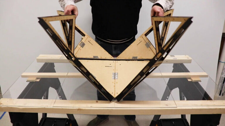 foldable origami structure made of fiberboards can become bridges, moon ...