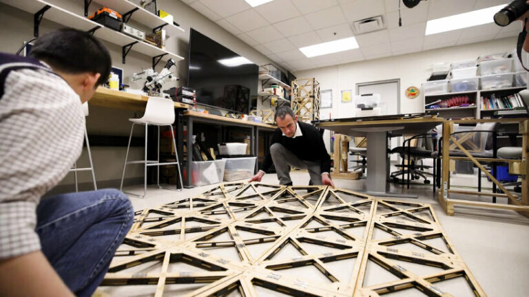 foldable origami structure made of fiberboards can become bridges, moon ...