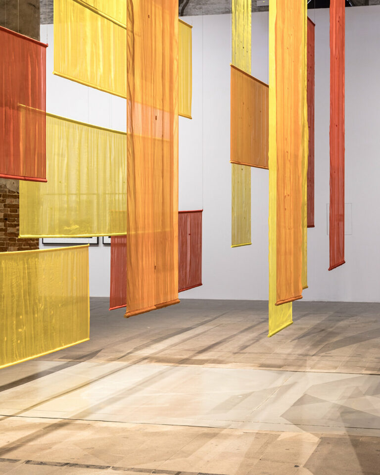 dana awartani visualizes gaza's devastation as layers of dyed silk at ...