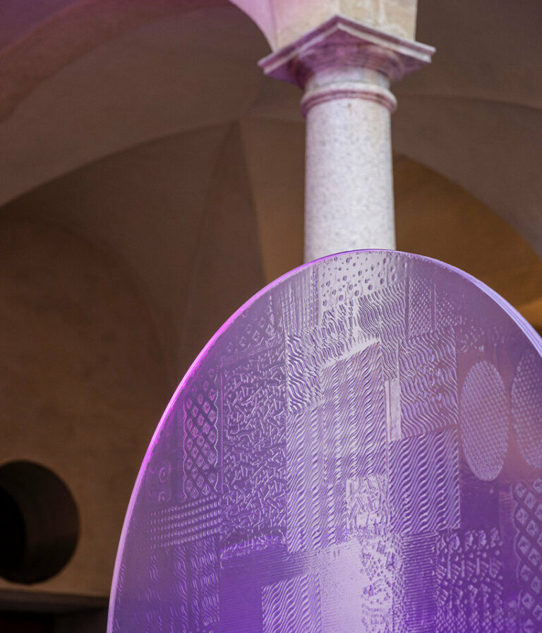 lasvit's re/creation installation emerged with handmade fused glass