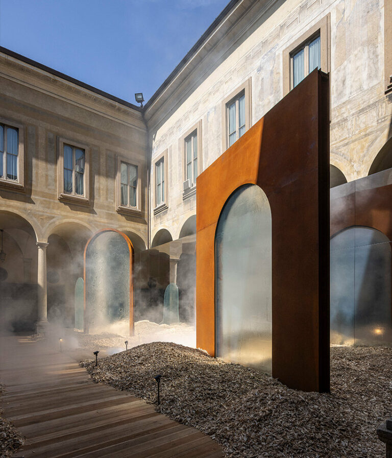 lasvit's re/creation installation emerged with handmade fused glass