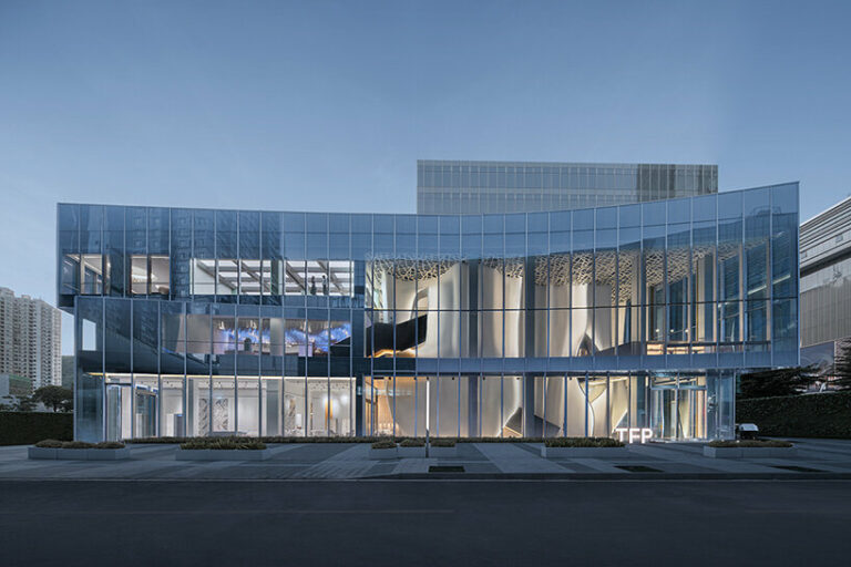 the veil: groundwork sculpts sinuous architecture like draped fabric