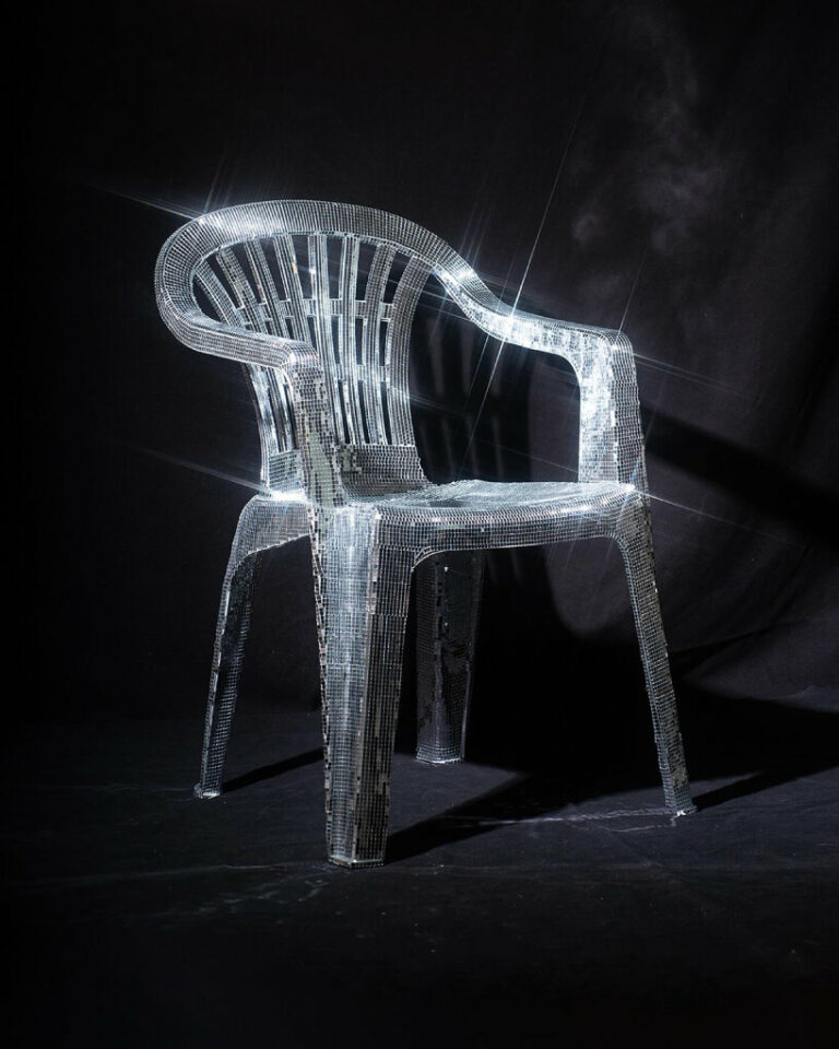 monobloc chair but make it glitter with HFA-studio's mirror mosaic tile ...