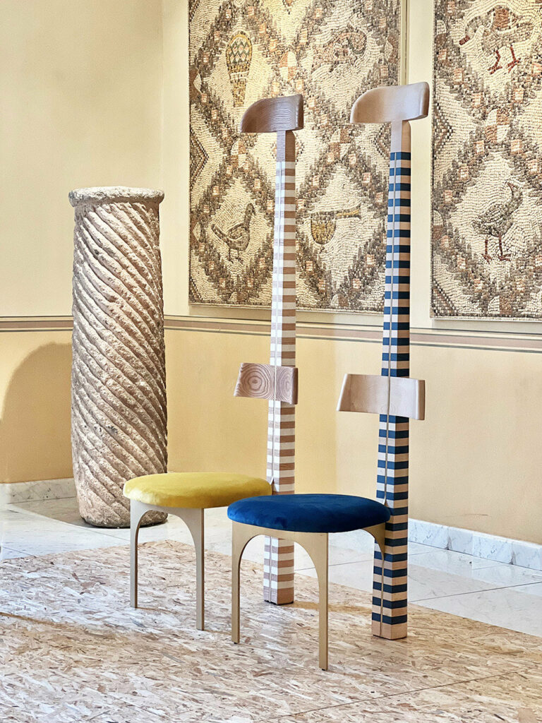 george geara's handcrafted ECHELLE chairs expand like a ladder