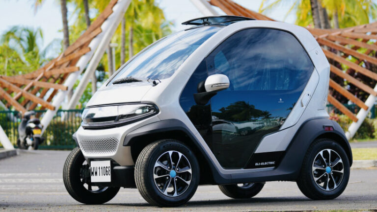 electric microcar ‘eli ZERO’ has transparent glass doors and trunk ...