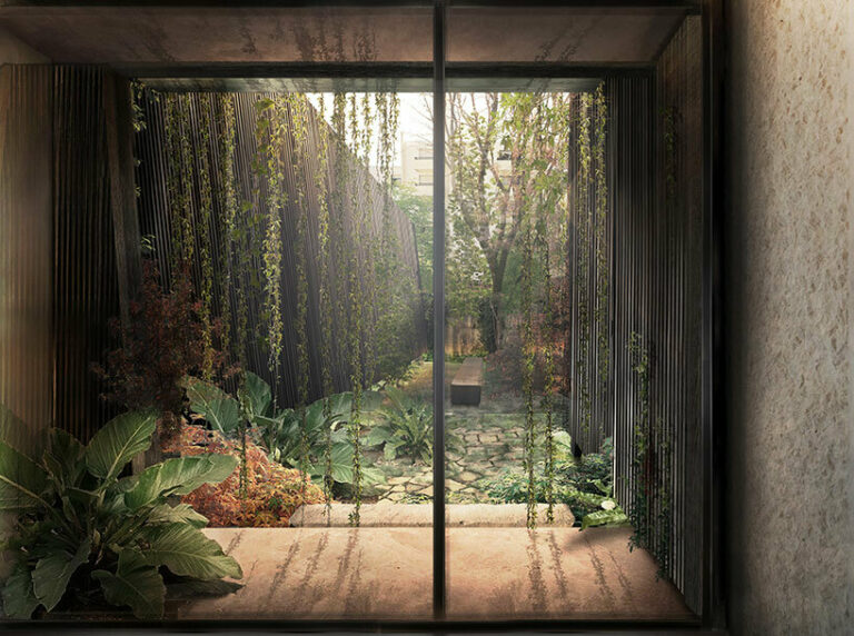 openwork wooden walls shield theo domini's residence in bordeaux