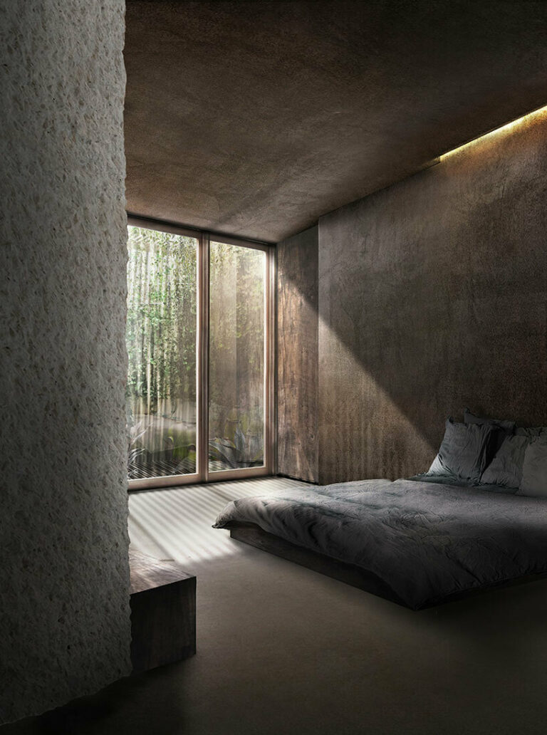 openwork wooden walls shield theo domini's residence in bordeaux