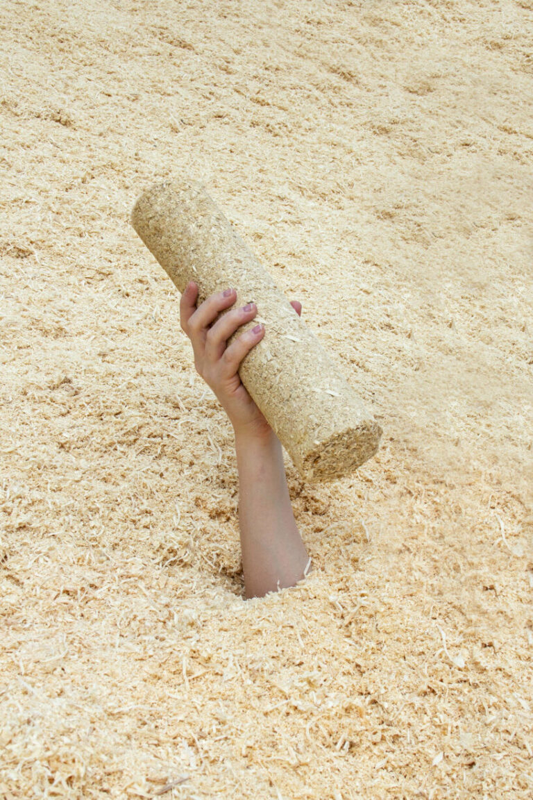 this is briket, a recyclable stool made entirely from potatoes and sawdust