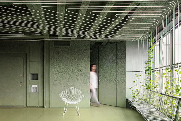 shape-shifting rod curtain and curved walls take over parkway clinic in ...