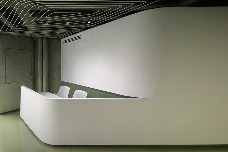 shape-shifting rod curtain and curved walls take over parkway clinic in ...