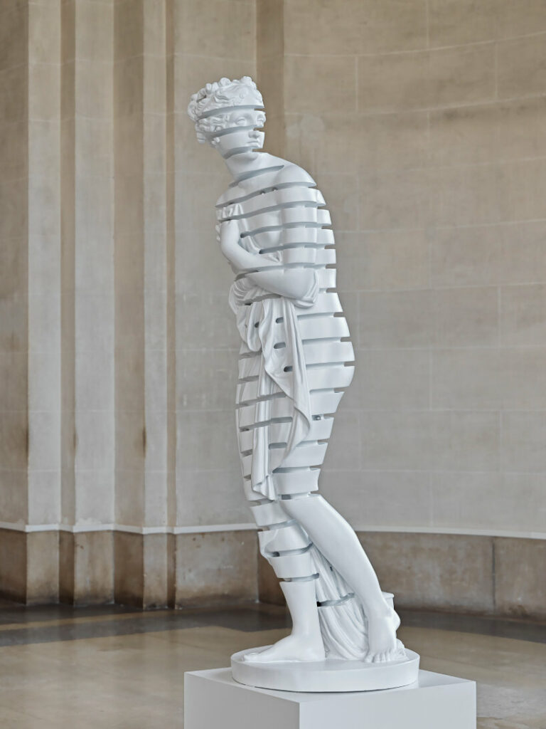 wim delvoye fuses museum artifacts with his sculptures in geneva