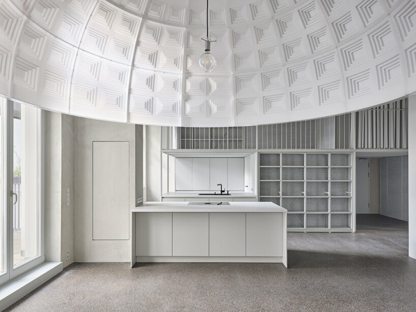 three massive domed lamps take over FAR's apartment rungestrasse in berlin