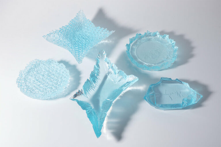 plastic bags become molds for iceberg-shaped objects by egosystem