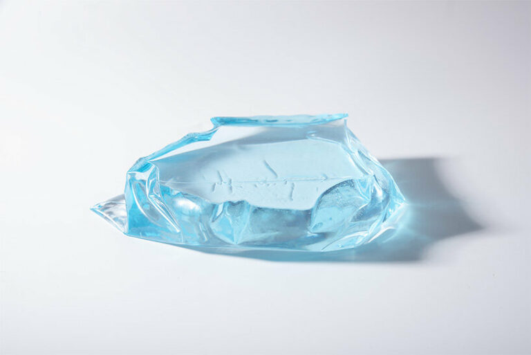 plastic bags become molds for iceberg-shaped objects by egosystem
