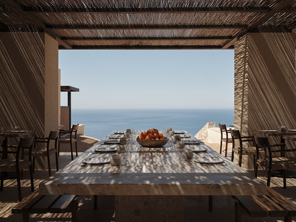block722's gundari resort carves through the folegandros cliffs in greece