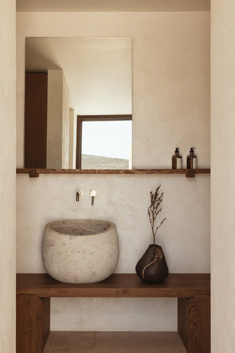 block722's gundari resort carves through the folegandros cliffs in greece