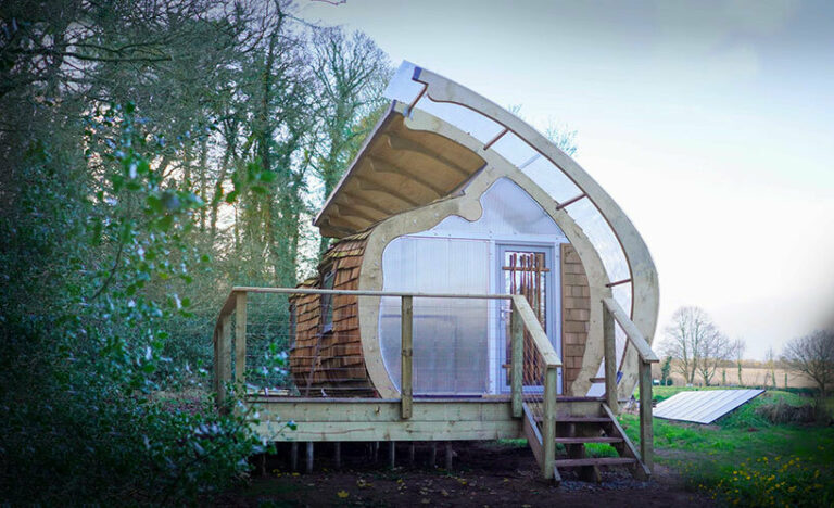 prefabricated cabin in UK reflects timber monocoque aircraft