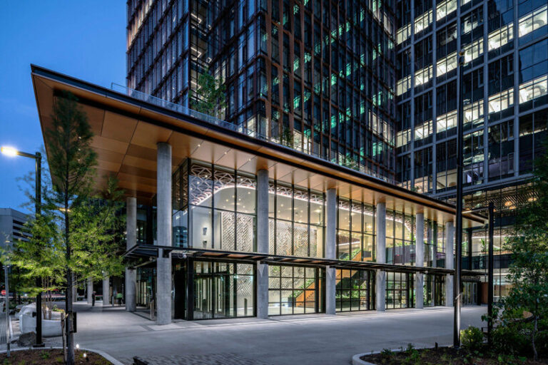 angled mirrored surfaces form silver lining installation by rob ley