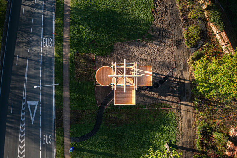 the tower of balance by boonserm premthada emits bell sounds in bruges