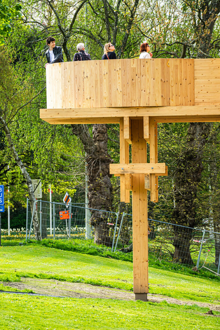 the tower of balance by boonserm premthada emits bell sounds in bruges