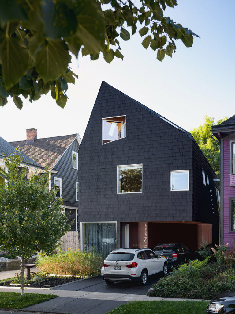 angled all-black residence by asap echoes new york's architectural heritage
