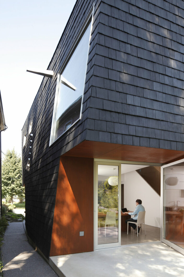 angled all-black residence by asap echoes new york's architectural heritage