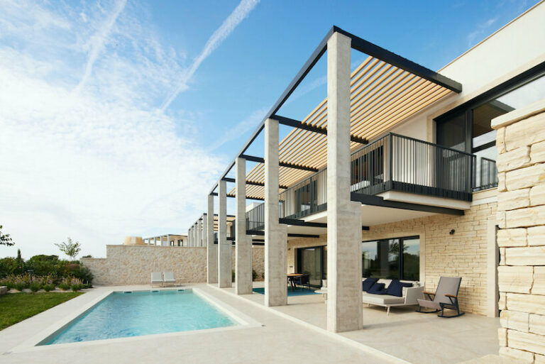 concrete-framed 'punta skala' villas by labvert overlook the adriatic ...