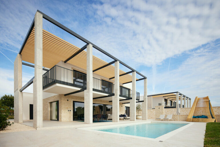 concrete-framed 'punta skala' villas by labvert overlook the adriatic ...