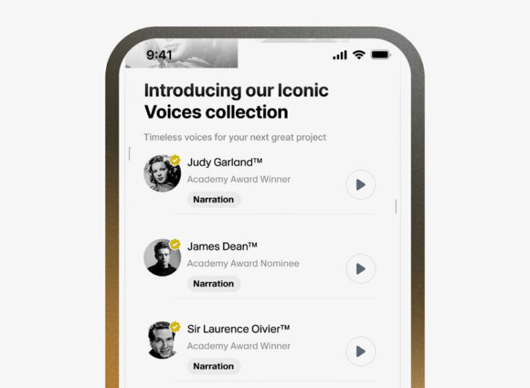 hear james dean & judy garland’s voices again as they read texts on elevenlabs’ AI reader app