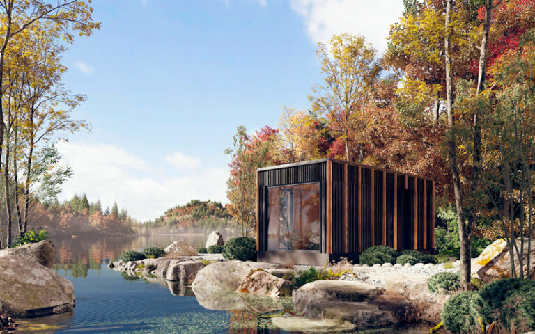 modular cabins by elmntl allow flexible user customization